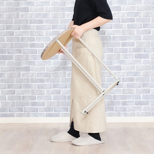 不二貿易 サイドテーブル 天板円型 高さ53．5cm Chamill グレージュの通販｜カウネット