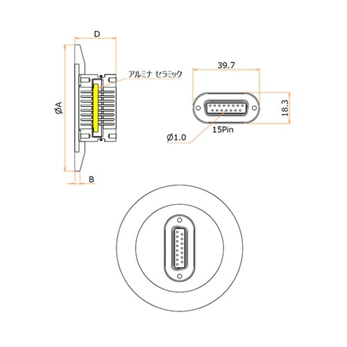 コスモ・テック 多ピン D－Sub 15 PIN NW／KF50 フランジ N50MD151 1個の通販｜カウネット